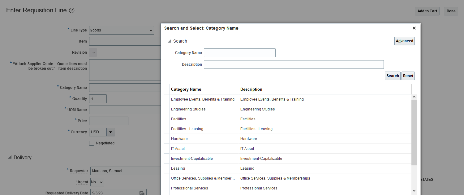 How to Create a new Purchasing Category on the requisition ? — Cloud ...