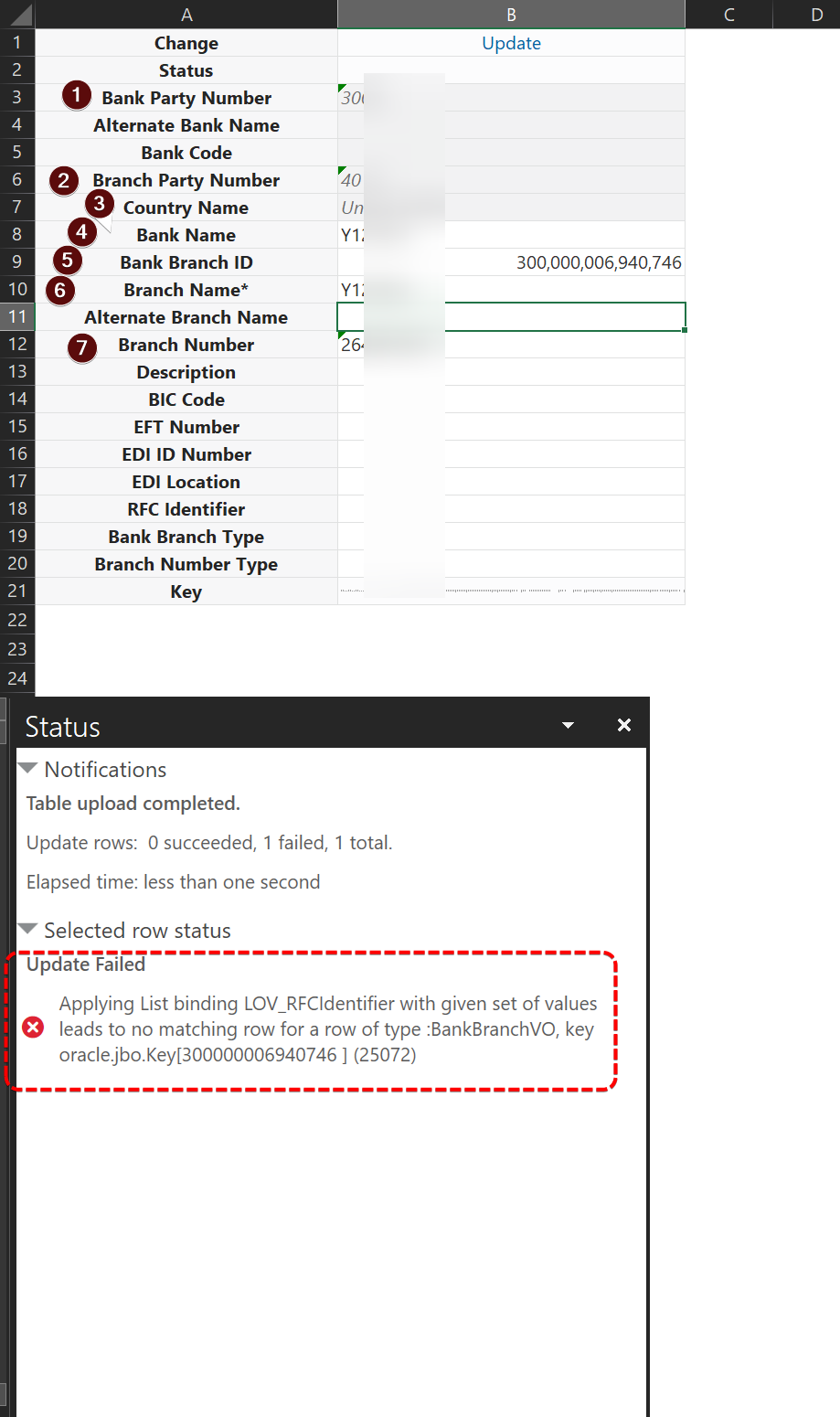 Getting error while updating Bank Branches thru Oracle Visual Builder ...