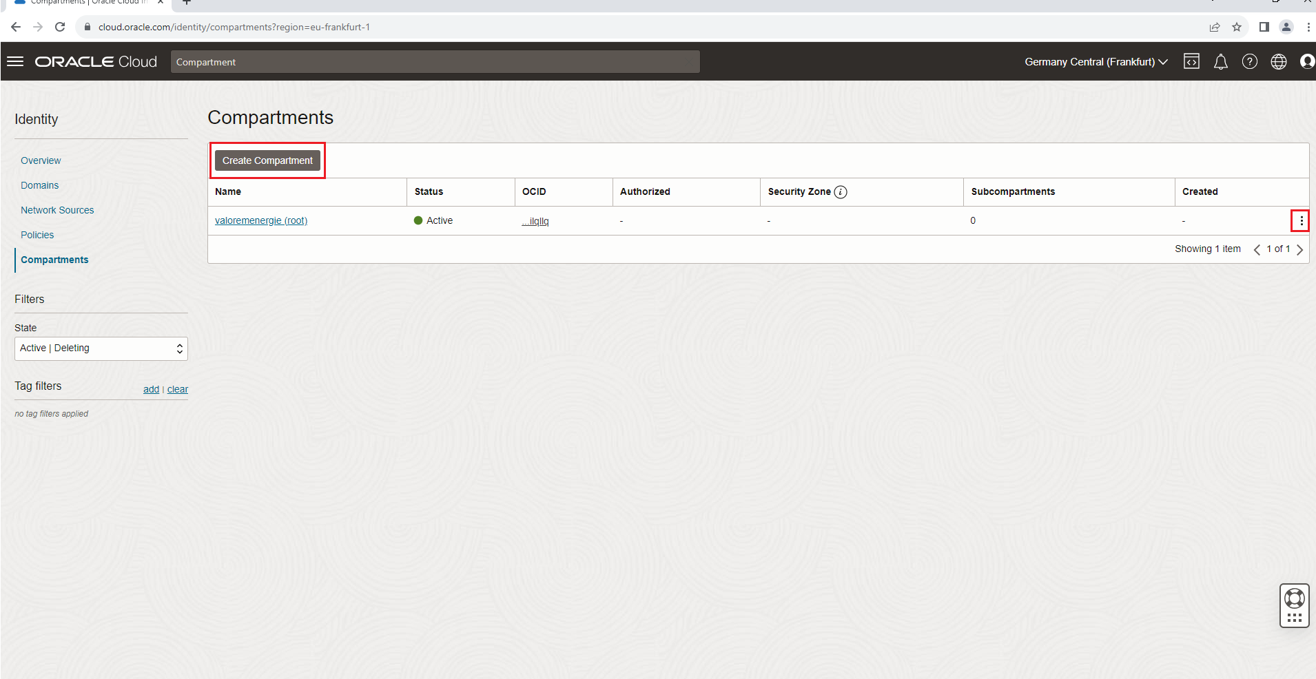 Cannot Create Compartment Exception ‘authorization Failed Or 3029