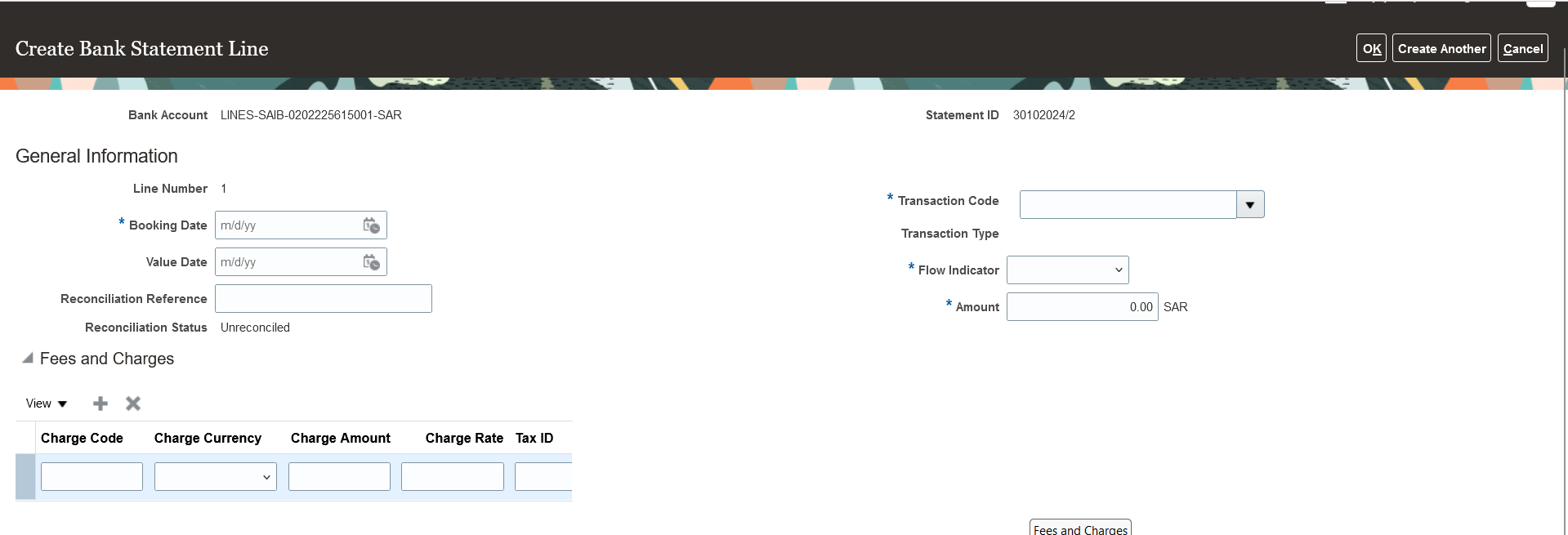 Fees and Charges on statement line — Cloud Customer Connect