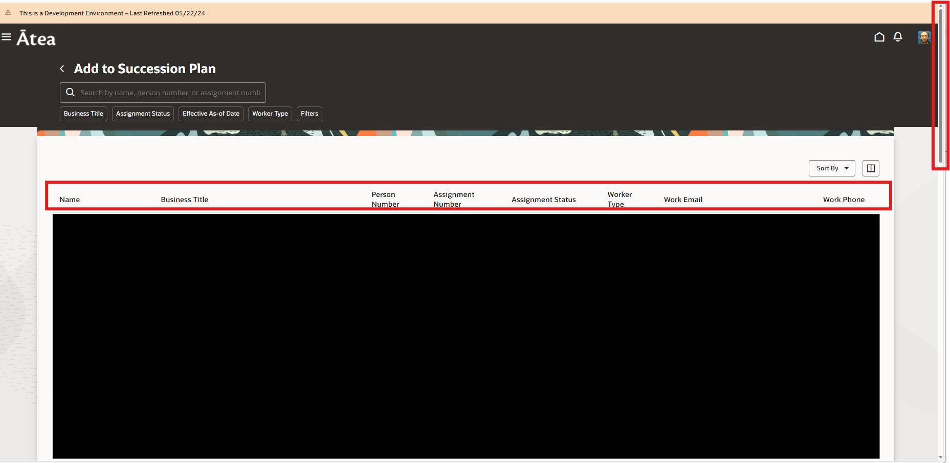 Column headers don't freeze at the top and follow as a user scrolls down — Cloud Customer Connect