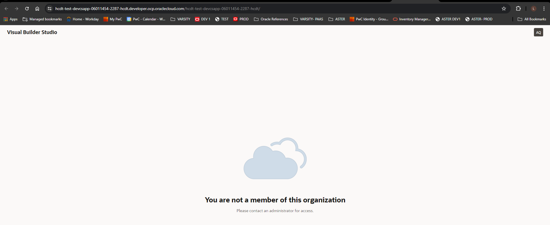 Not able to access the Oracle Visual Builder Studio- You are not a ...