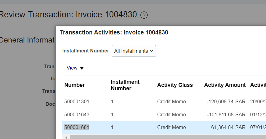 Query to get credit memo details applied for an invoice — Cloud ...