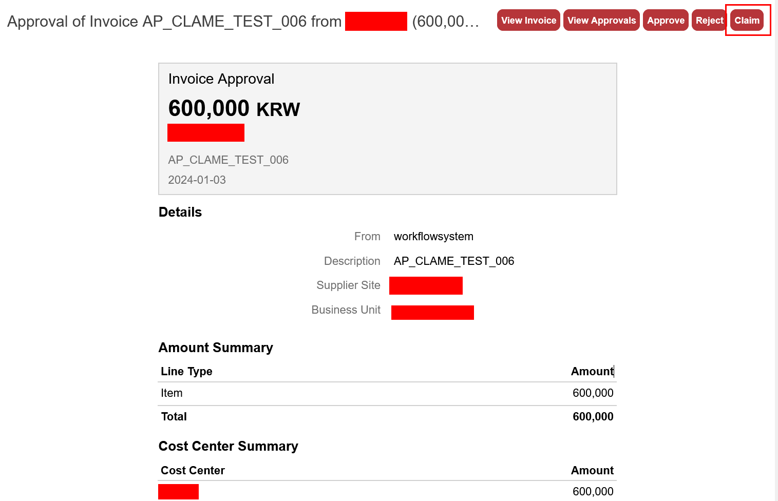 How To Disable Claim Button On Invoice Approval Notification — Cloud Customer Connect