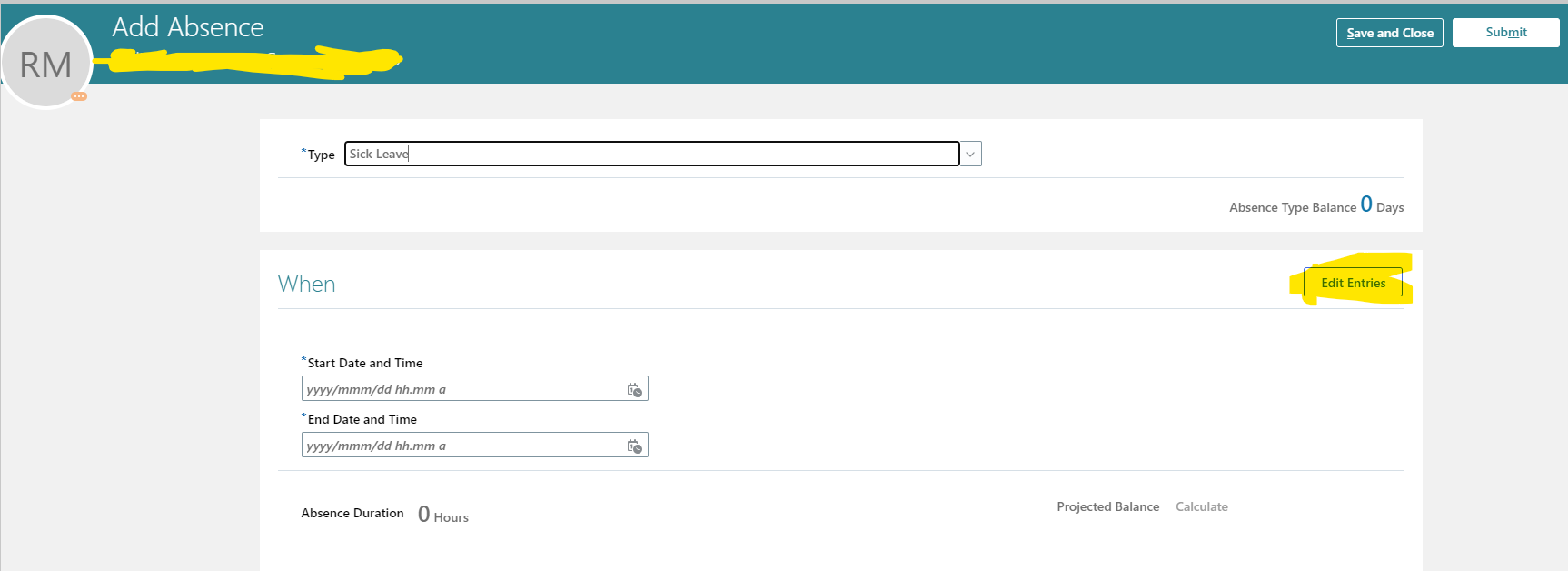 Is There Any Privilege To Hide The Edit Entries Field In Add Absence Page — Cloud Customer Connect