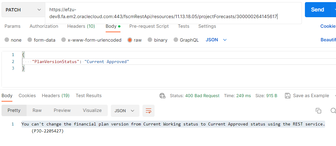 How to approve a project financial plan version using REST — Cloud Customer Connect