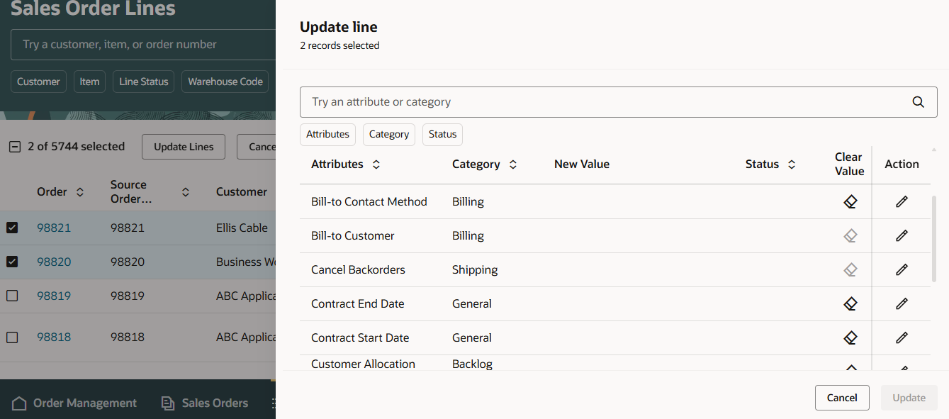 Redwood : How to update quantities on multiple sales order lines from ...