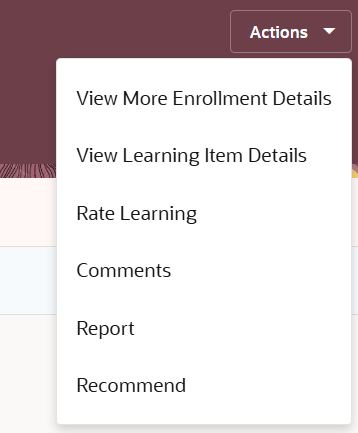Can the Report learning action be removed for learners/enrollees? — Cloud Customer Connect