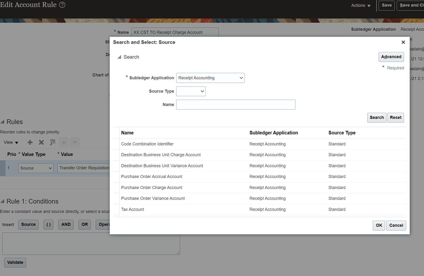 Transfer Order Requisition Charge Account - source not available in Receipt Accounting — Cloud ...