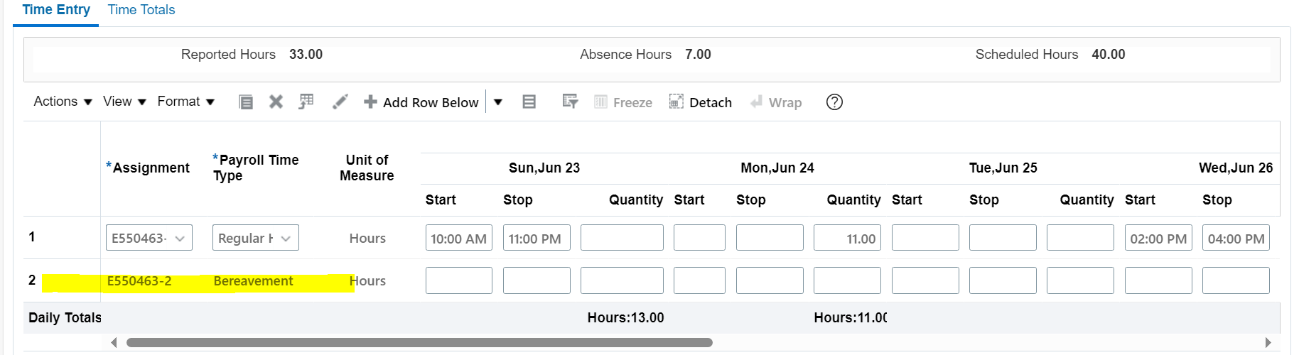 Report To Display Absence Entries On Timecard — Cloud Customer Connect