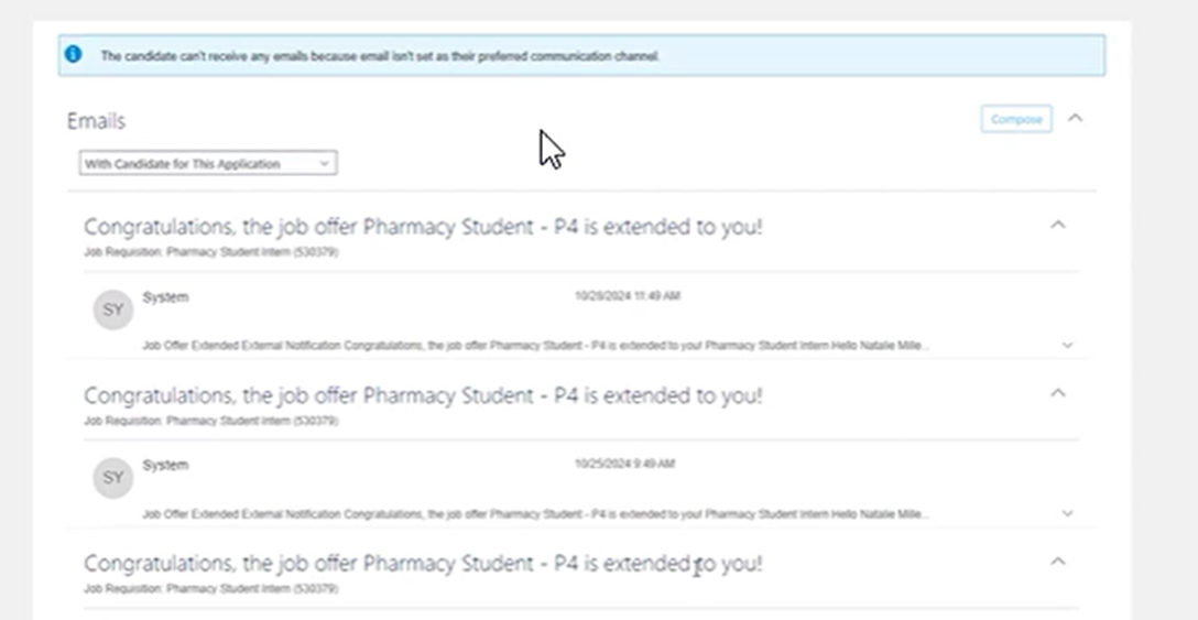 Candidate getting warning "Preferred Communication Channel Doesn’t ...