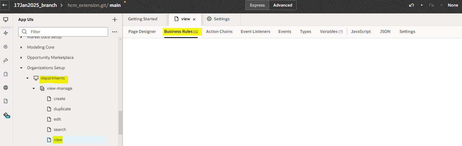Redwood Department Page Business Rule Is Not Visible In Vbs — Cloud