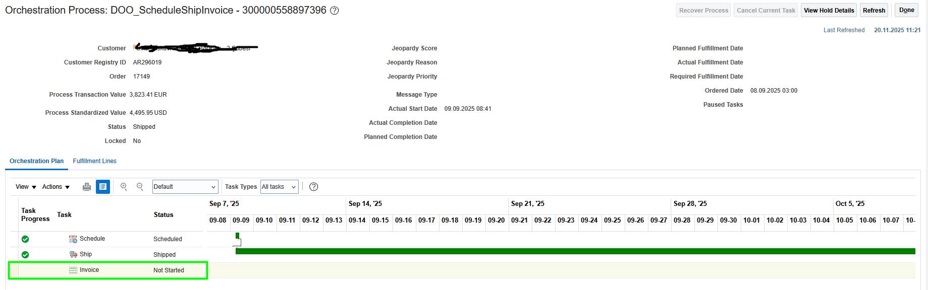 sales order stuck shipped status the orchestration process does not ...