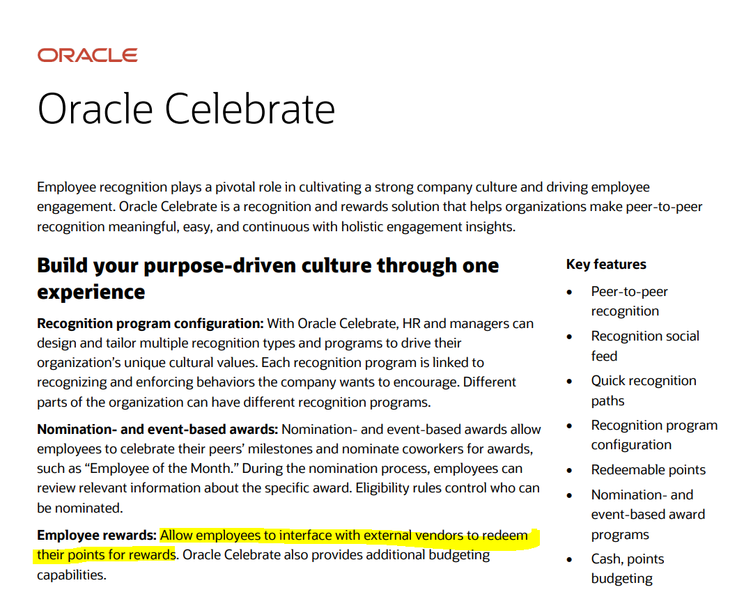 How does Oracle Celebrate allow Employees to interface with External ...