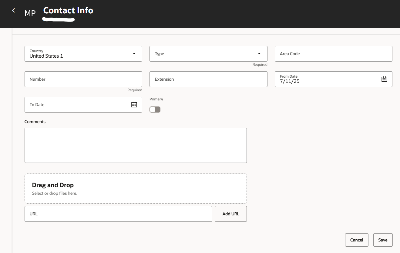 Redwood: Can we hide URL section in Attachments section in Contact Info & Change Assignment Page ...