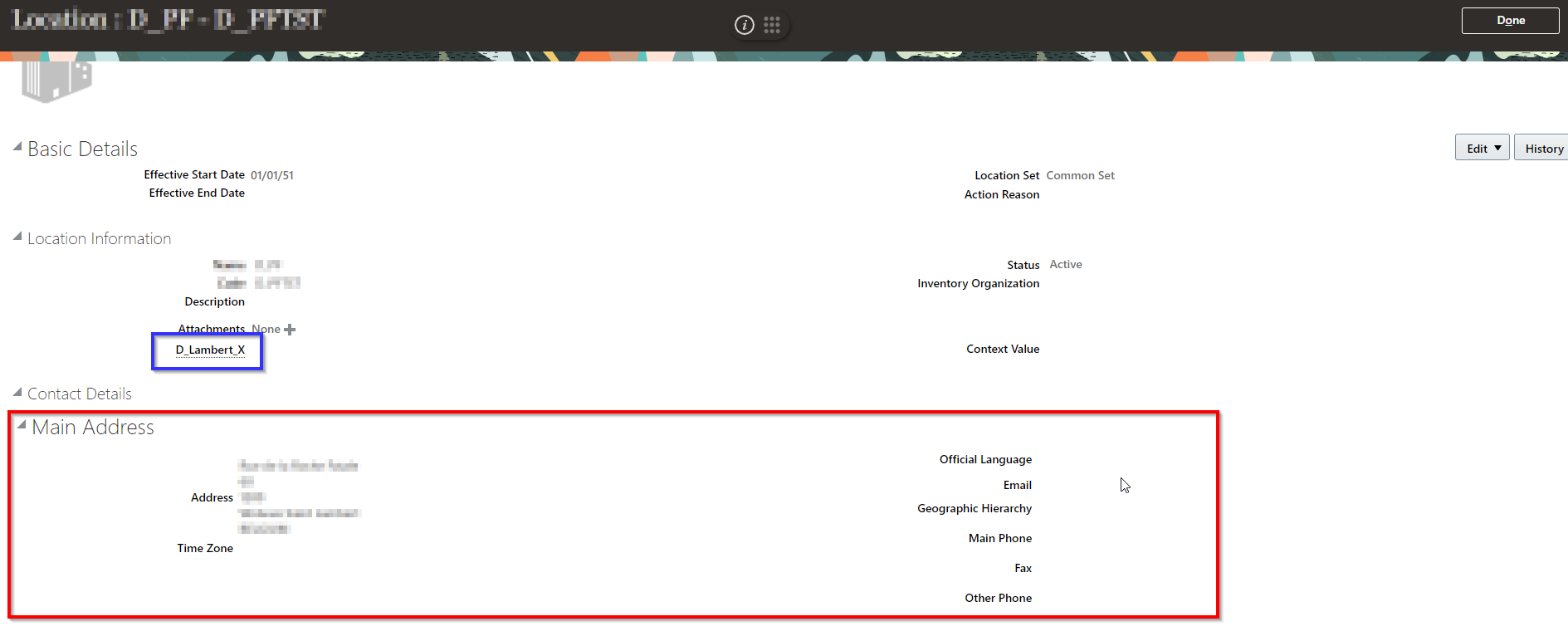 Which is the Flexfield Code to Add Segments on Main Address section inside Location page ...