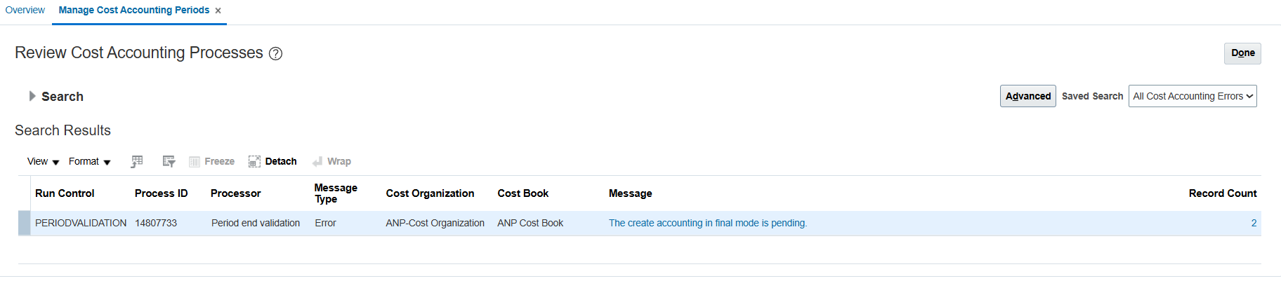 Create Accounting in Final Mode Pending – RMA Receipt Transactions — Cloud Customer Connect