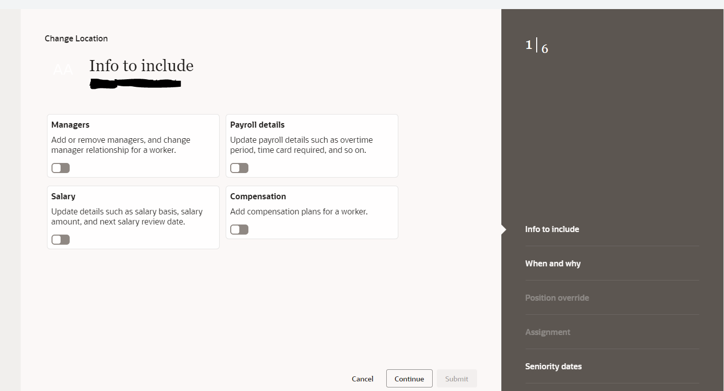 How to hide sections in the 'Info to include' page flow? — Cloud Customer Connect