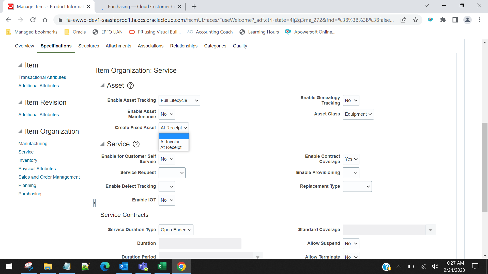 What is the meaning of create fixed asset at receipt and at invoice ...
