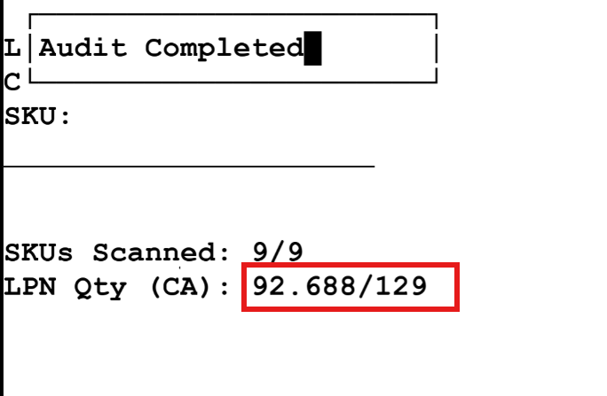Outbound audit is not calculating the total 'LPN Qty' — Cloud Customer ...