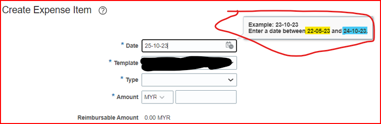 logic of expense dates range shown while entering Expense item — Cloud ...