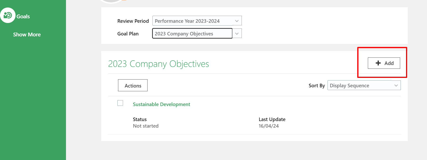 Goal Management Hide Add Button For Adding A Goal — Cloud Customer Connect