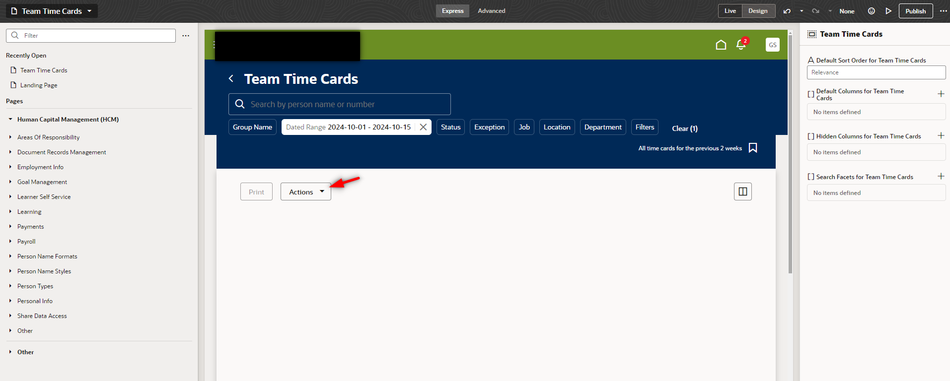 Custom Redwood Team Timecard Via Vbs Express — Cloud Customer Connect