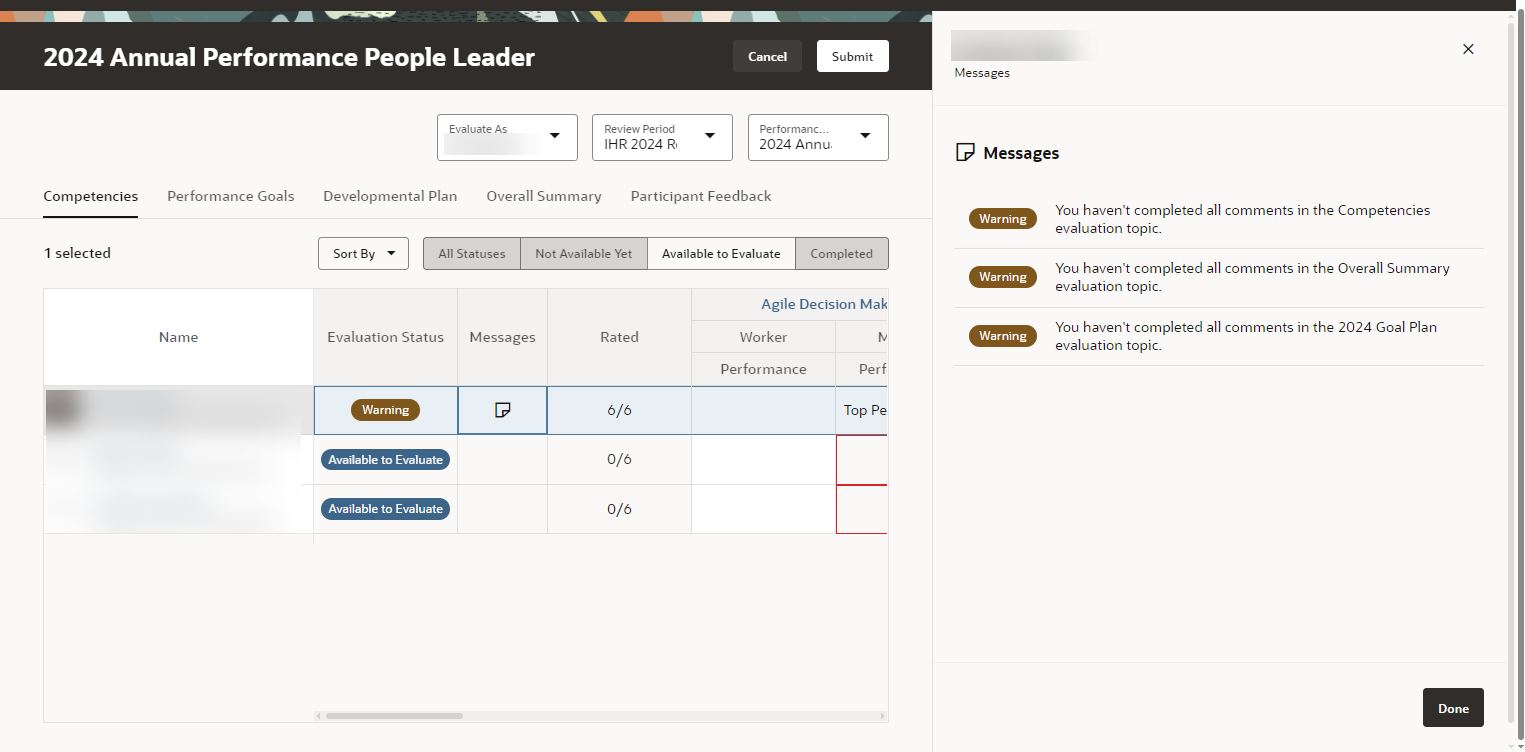 All-In-One evaluation missing ignore and submit option — Cloud Customer ...