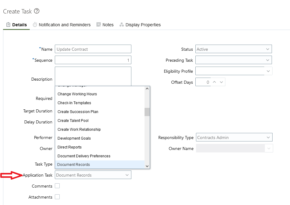 Creating new Application Task for Checklist — Cloud Customer Connect