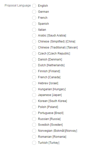 Proposal documents in two languages but system GUI in several languages ...