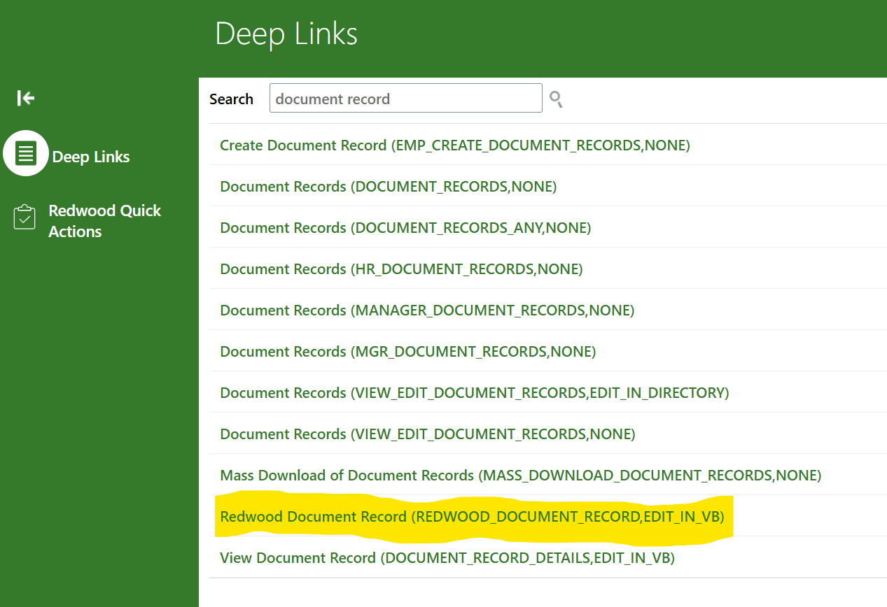 New Redwood Document Record Deep Link — Cloud Customer Connect