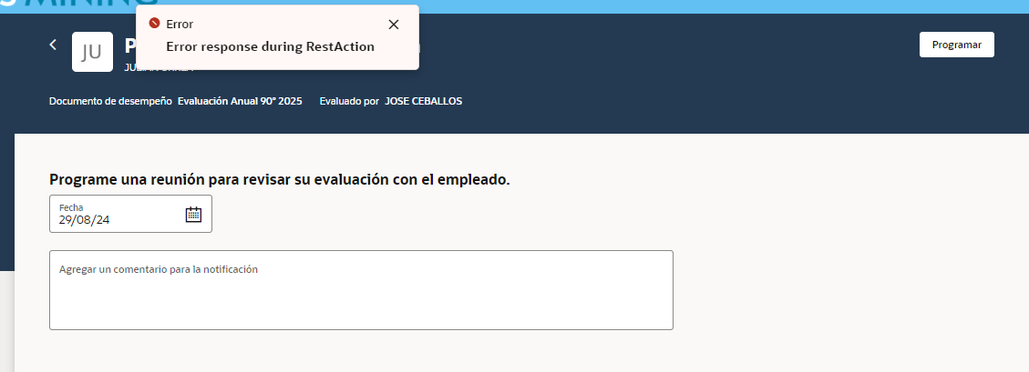 Error Response During Restaction In Performance — Cloud Customer Connect