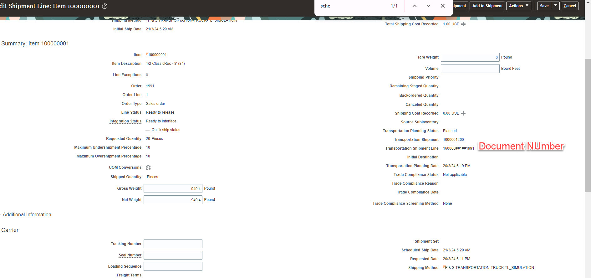 Updating the shipment lines using shipmentLineTransactionRequests — Cloud Customer Connect