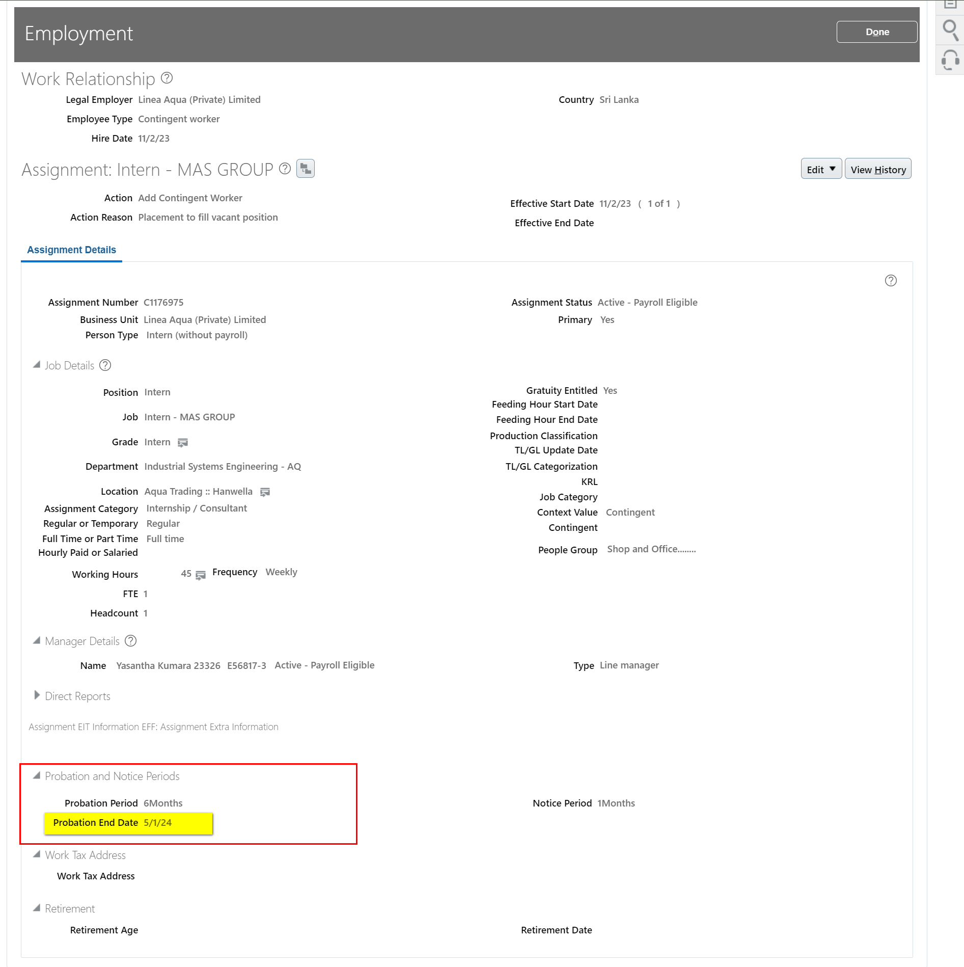 How To Set Up An Intern Profile To Automatically Terminate When The Probation End Date Is