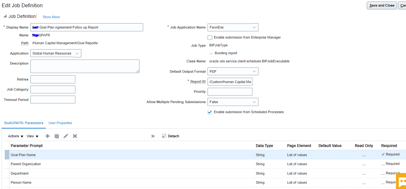 Unable To Submit It Gets Fail A Bi Publisher Report Which Is Created As Ess Job — Cloud