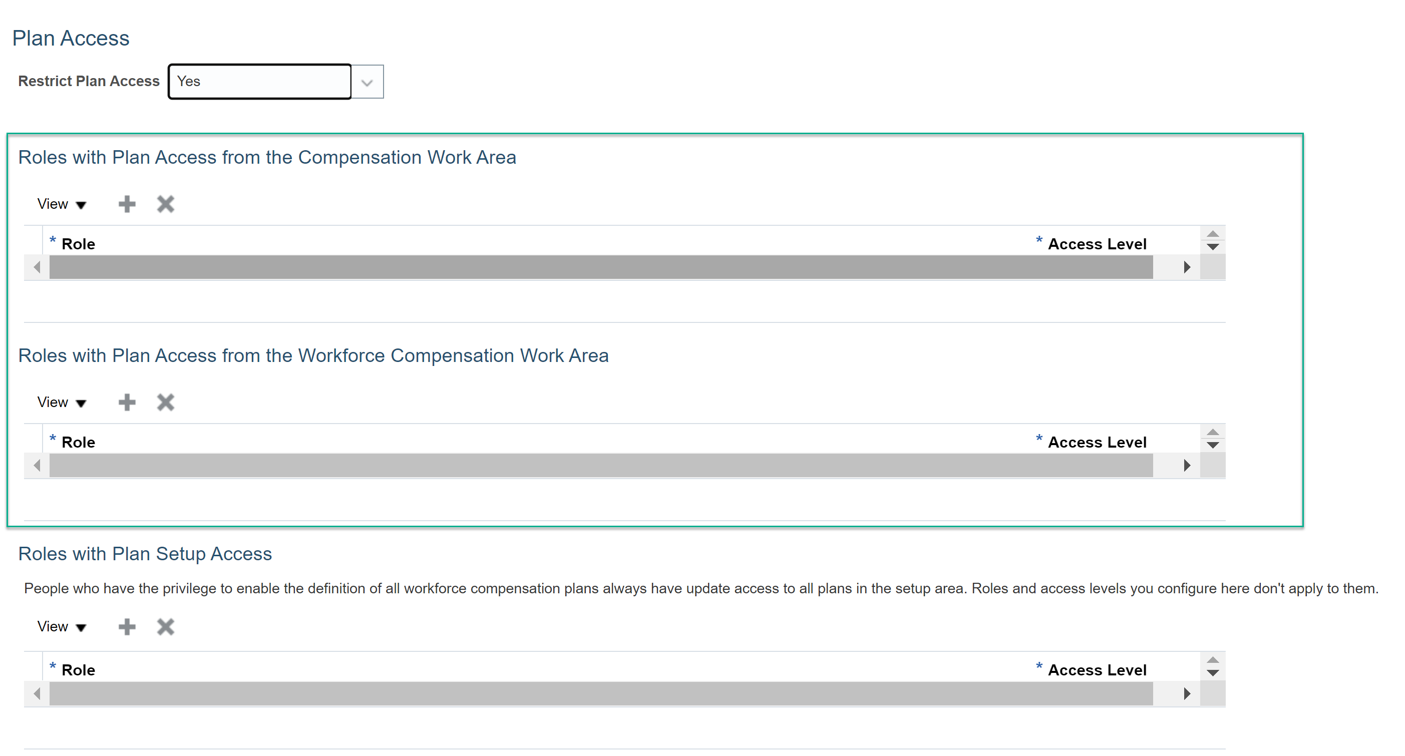 Configure Plan Access Difference Between Compensation And Workforce Compensation Work