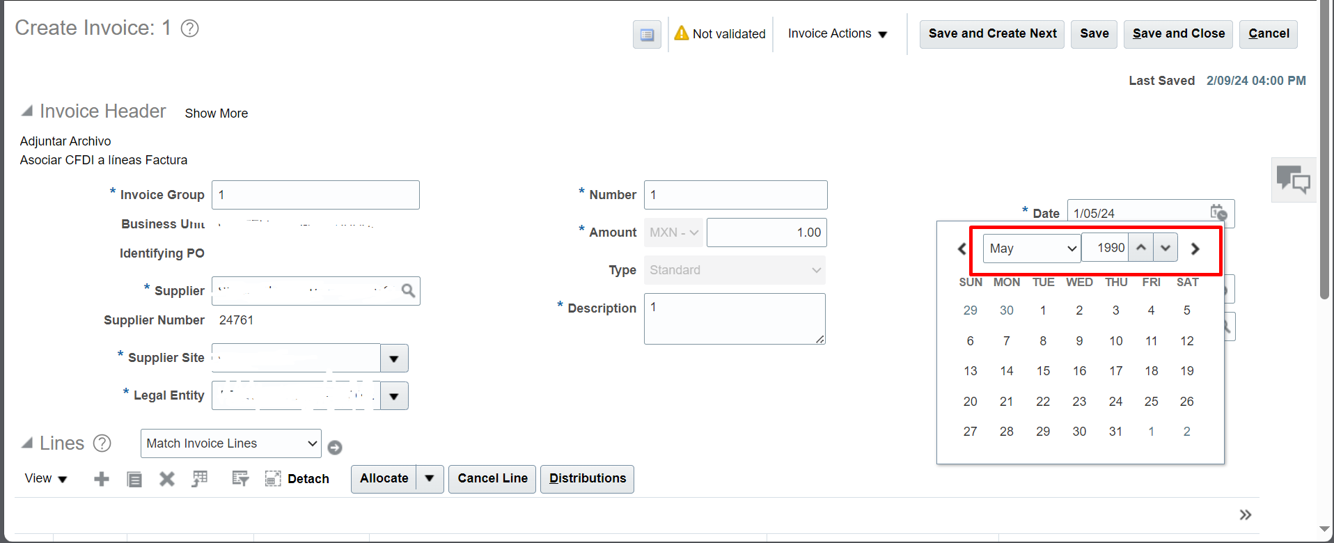 Is it possible to edit the available dates in the invoice date calendar ...