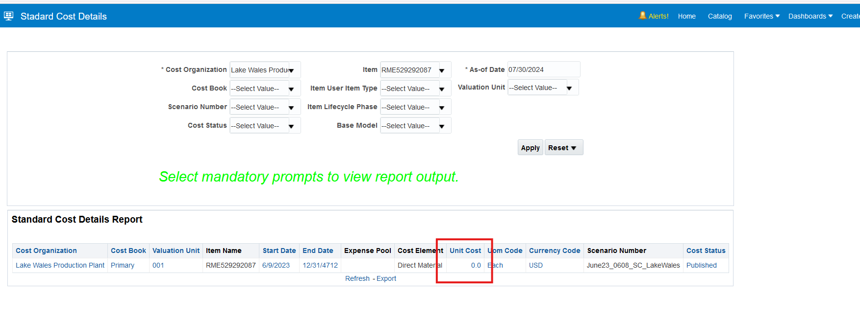 Standard Cost Details Report Seeded Ui Output Shows Unit Cost As Zero Rounded Down — Cloud