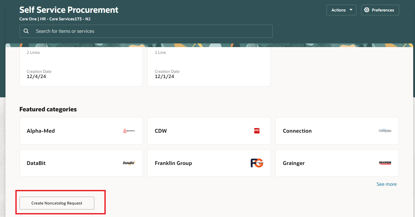 How To Move The Create Noncatalog Request Button To The Top Part Of The Screen — Cloud Customer