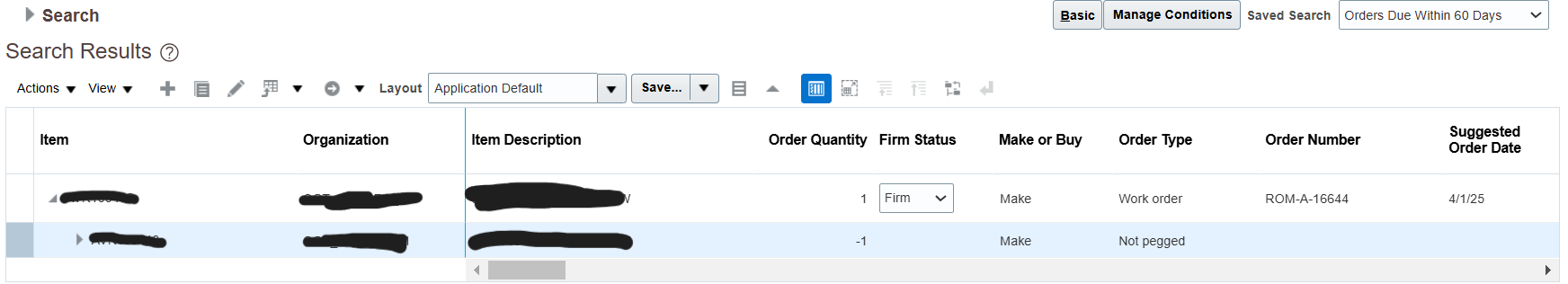Firm Work order pegged against a Sales order is still showing as "Not Pegged" under Demand ...