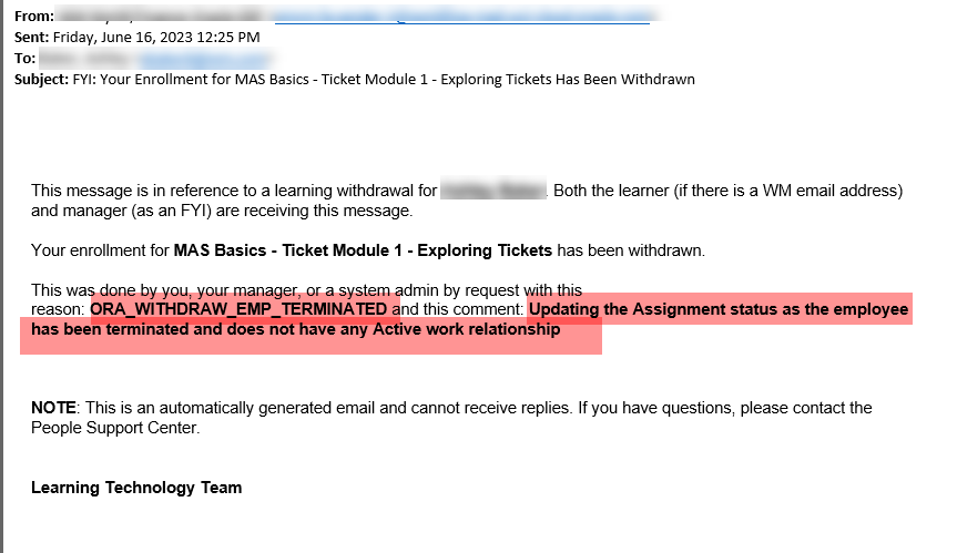 Automate withdrawal of learners with terminated employment — Cloud Customer Connect