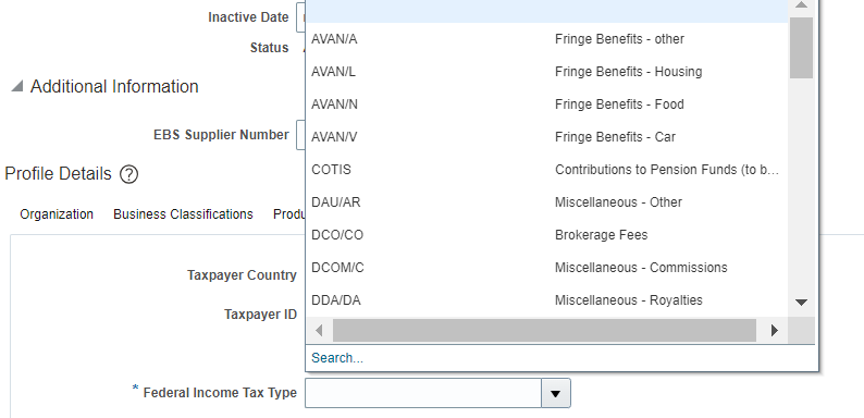 How To Add List Of Values To Federal Income Tax Type In Fusion 