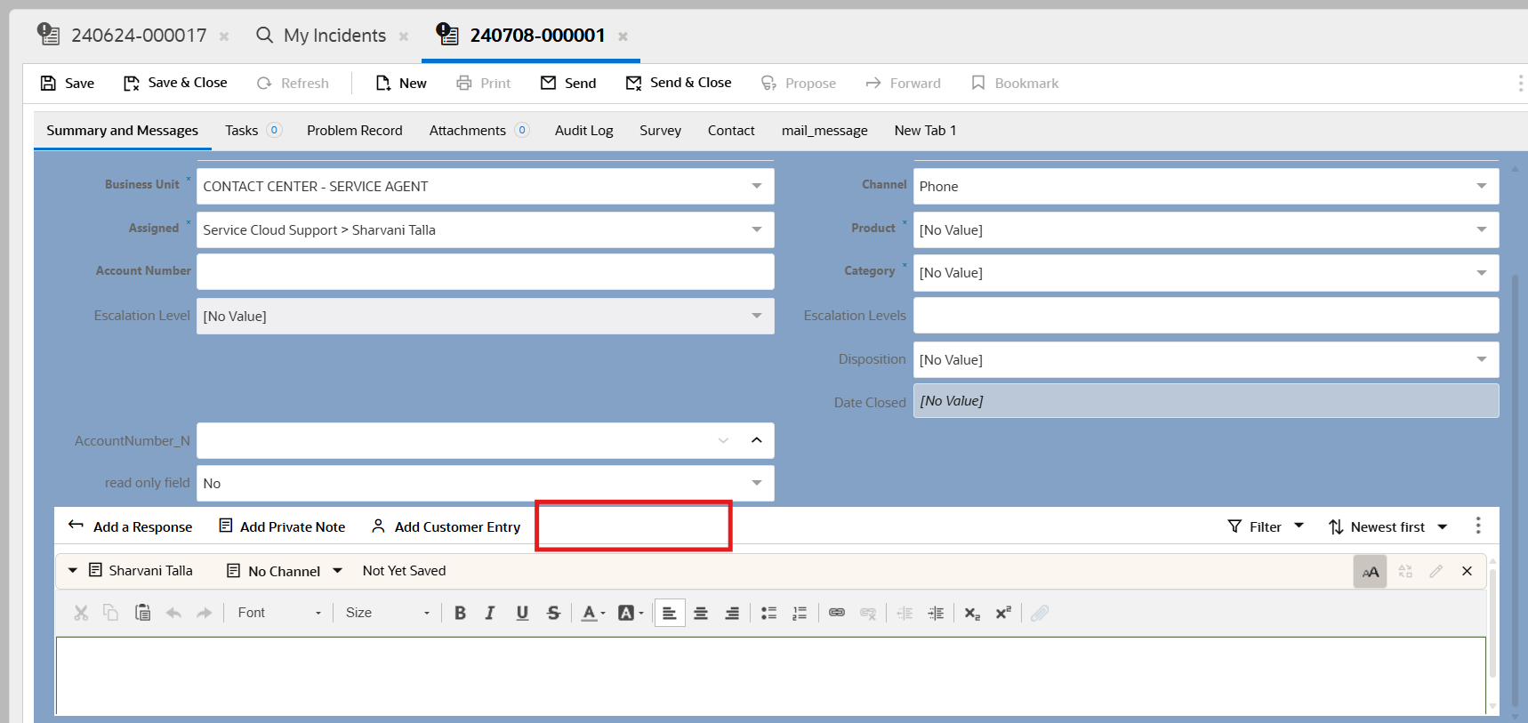How to add button to near add a response/add a private note/ add customer entry in incidents ...