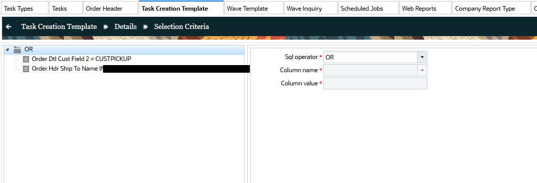 Task Creation Selection Criteria and Commas — Cloud Customer Connect
