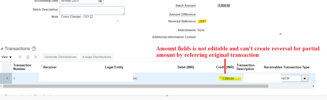 Intercompany Transaction Reversal (AR Credit Memo) for Partial Amount ...