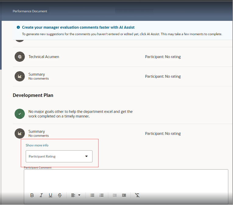 Redwood Tm Personalization In Visual Builder Hide Participant Rating In The Development Plan
