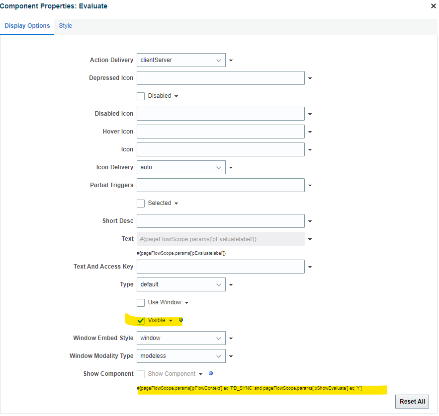 How to make the Evaluate button in the Performance Goals page visible only in Managers page ...