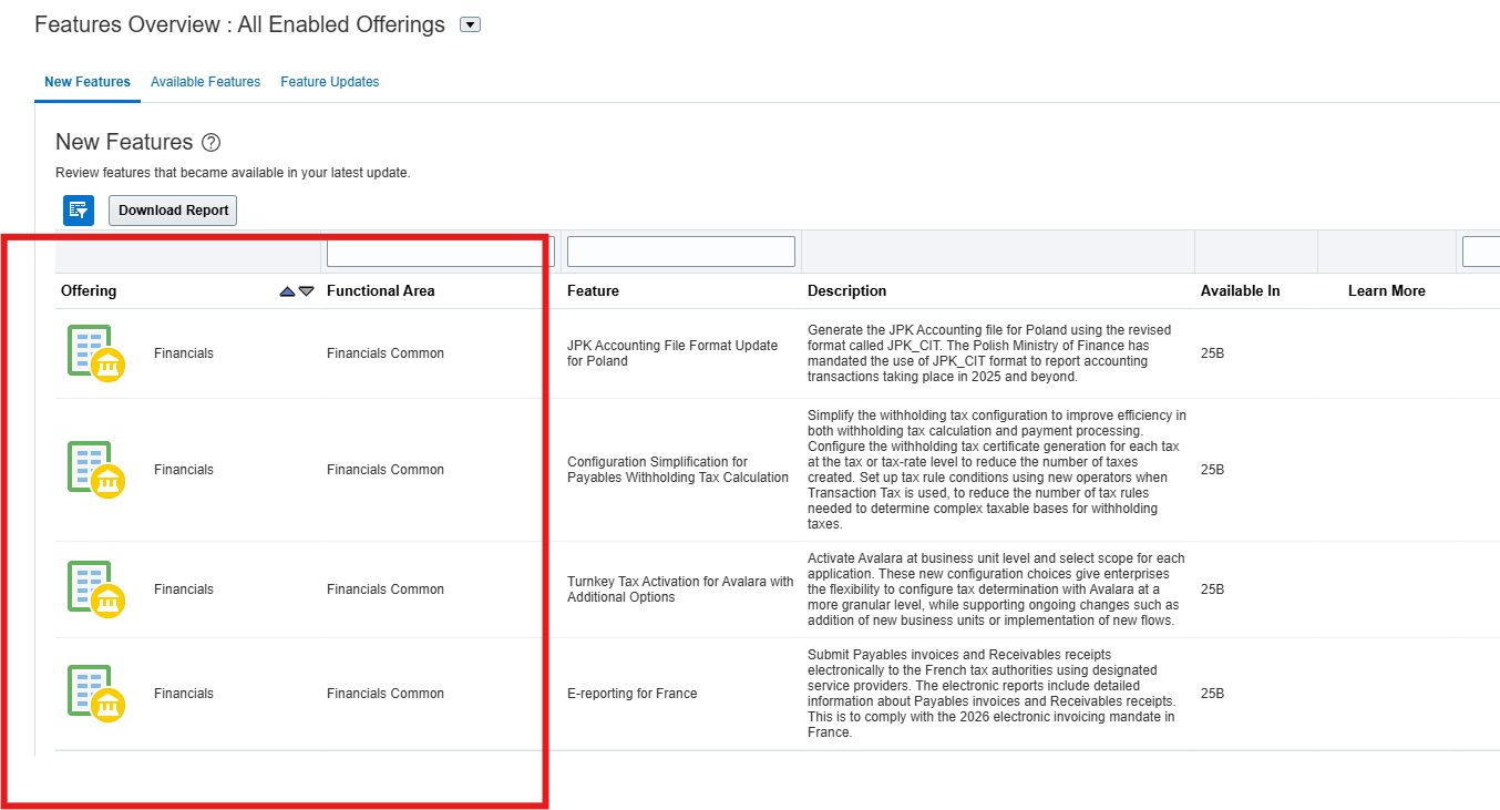 Sql query or Table name for Offering and Functional area for Opt in ...