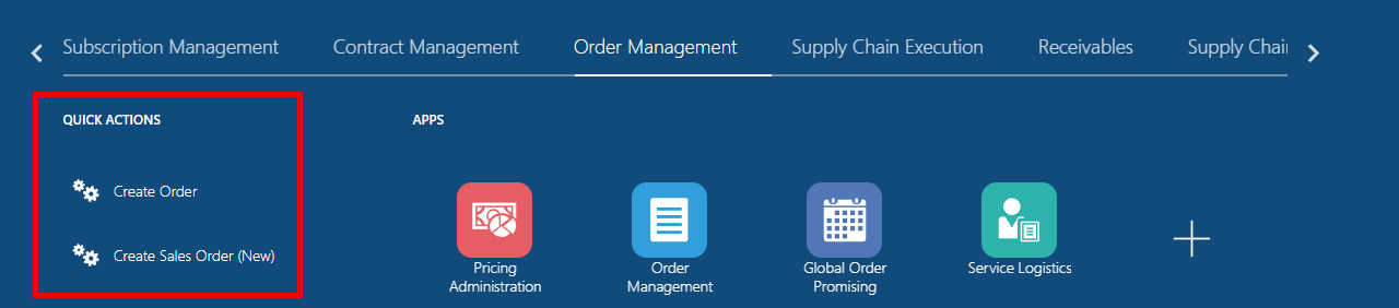Unable To Create Orders From Redwood Ui As Menu With Quick Actions Are Not Visible In Home