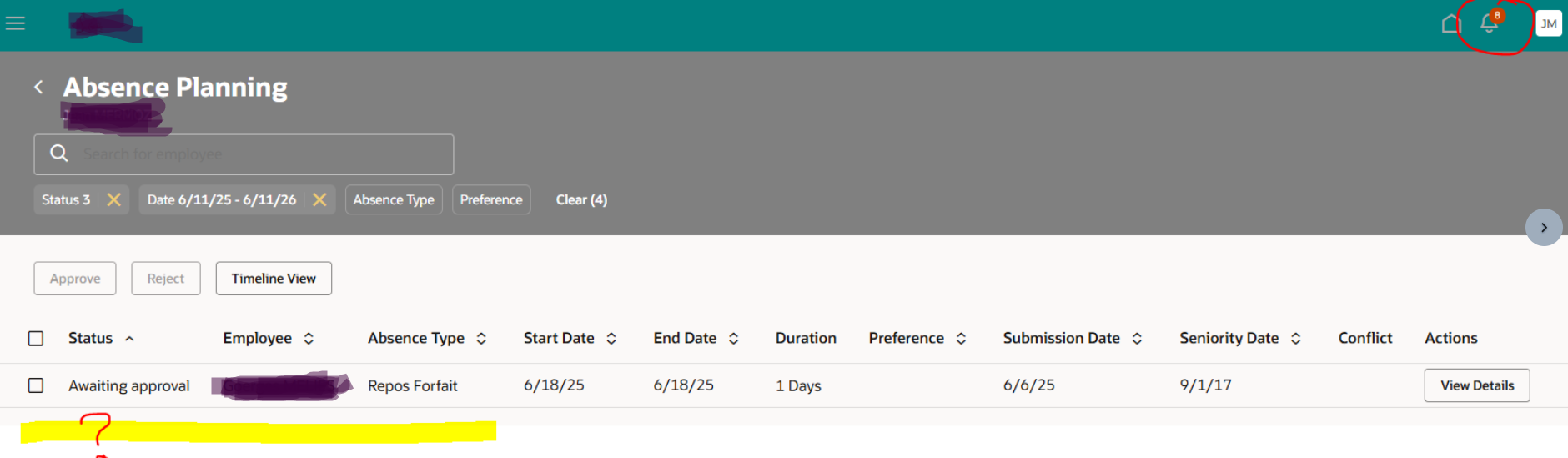 Redwood Absence Planning page — Cloud Customer Connect